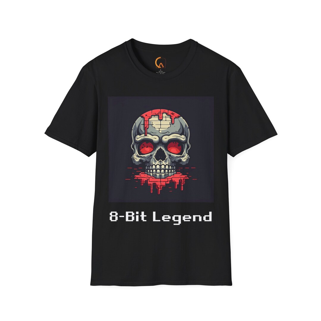 8-bit Legend Gamer Tee Retro Skull Pixel Art Shirt, Vintage Gaming Top ...