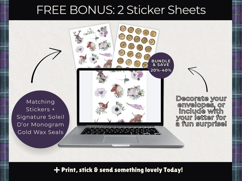 Vintage Scotland Stationery Set Printable, Letter Writing Paper, Cards ...