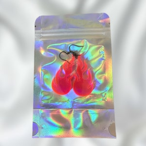 Neon Flame Earrings / Black Light Reactive Acrylic Flame Earrings ...