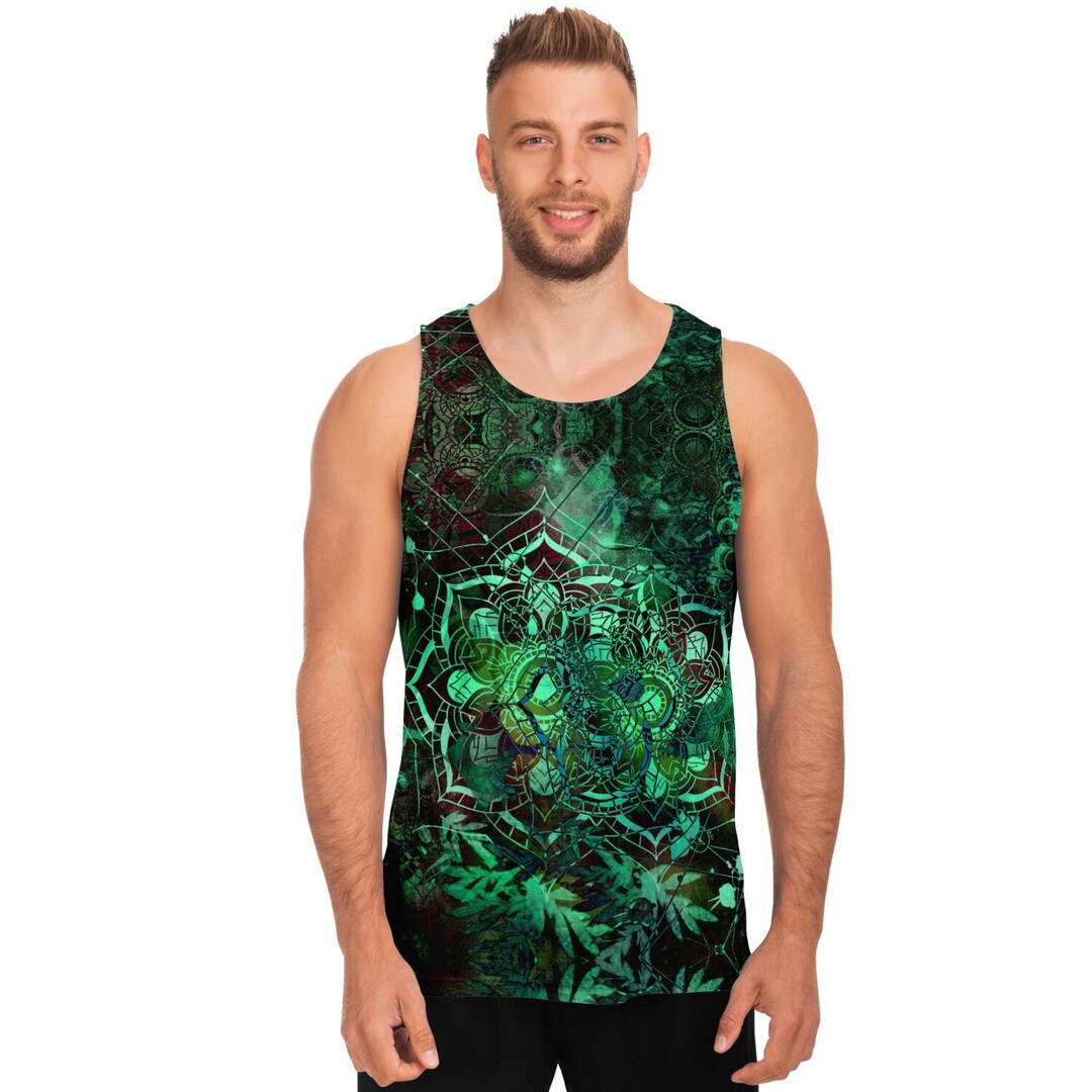 Mens Rave Tank Top / Trippy Geometric Rave Wear / Vibrant Green ...
