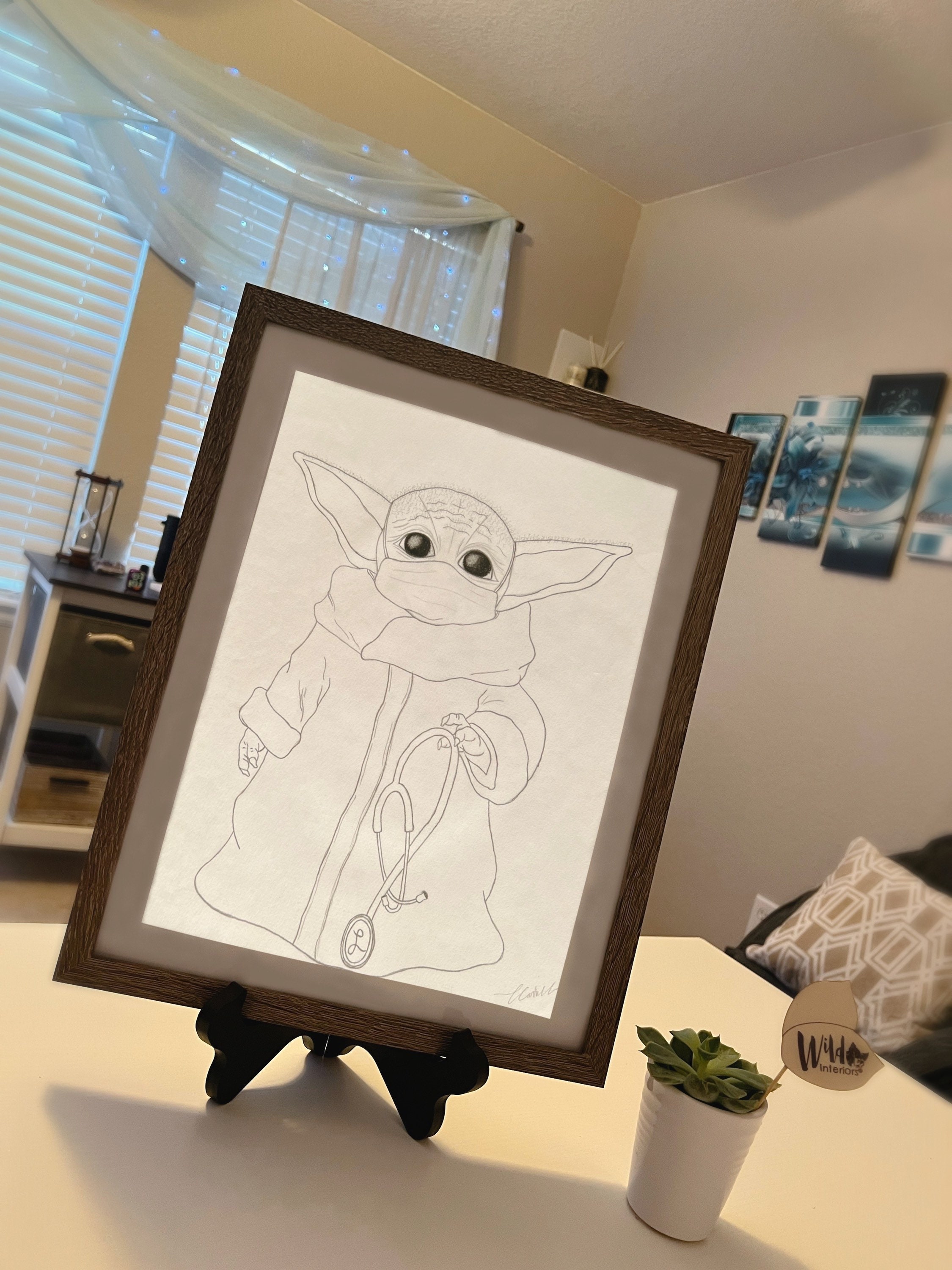 Baby Yoda Artwork, Baby Yoda Graphite Pencil Drawing, Nurse Grogu ...