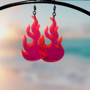 Neon Flame Earrings / Black Light Reactive Acrylic Flame Earrings ...