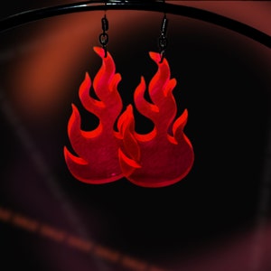 Neon Flame Earrings / Black Light Reactive Acrylic Flame Earrings ...