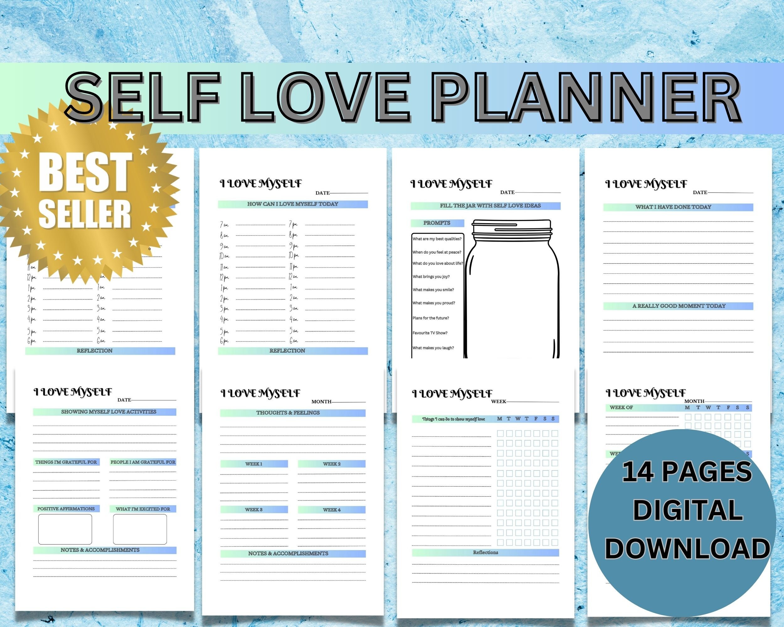 Self Love Planner, Checklist for Self Love, Daily Self Love Journal ...