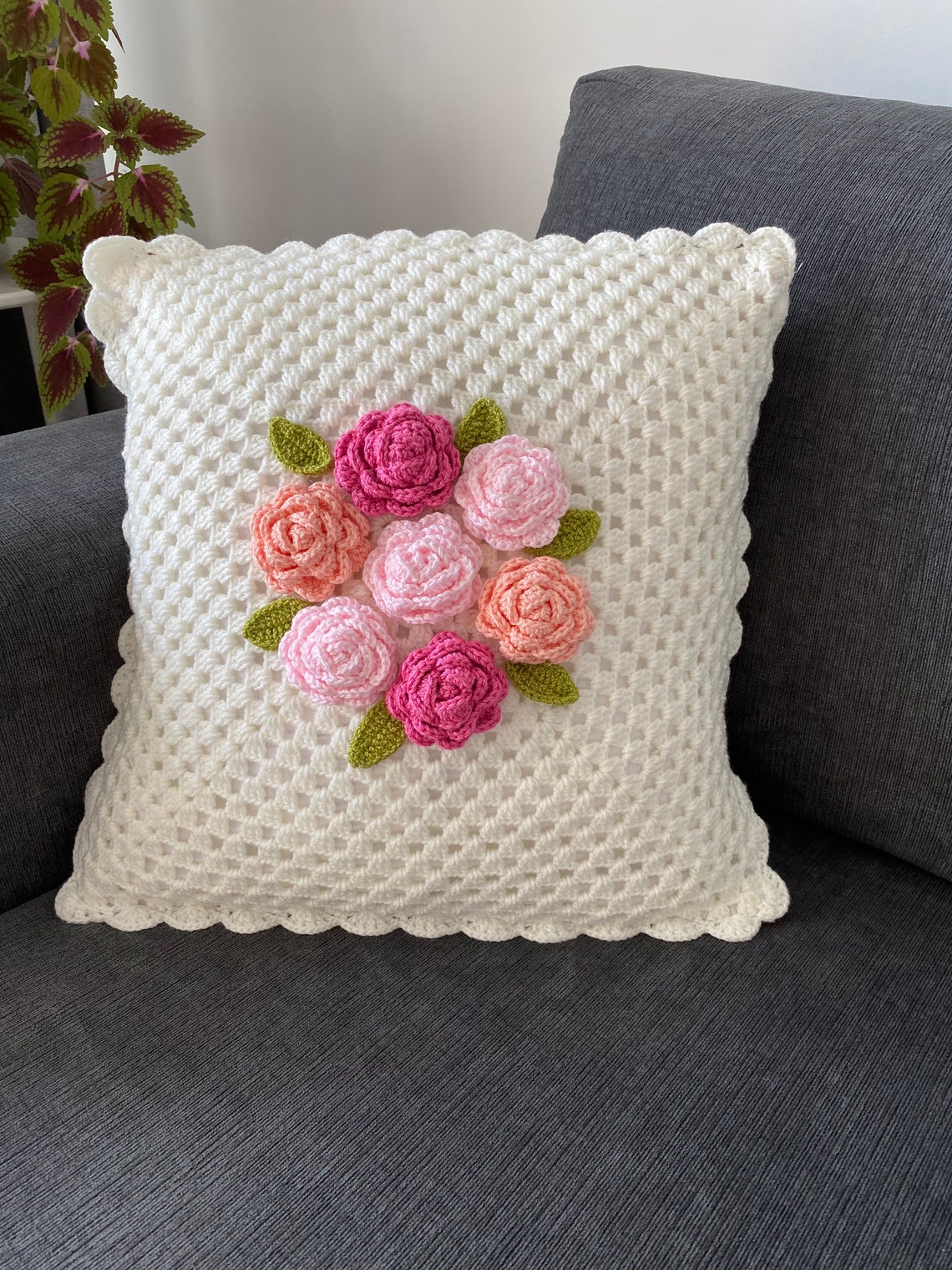 Pink Flowers Cushion - Etsy