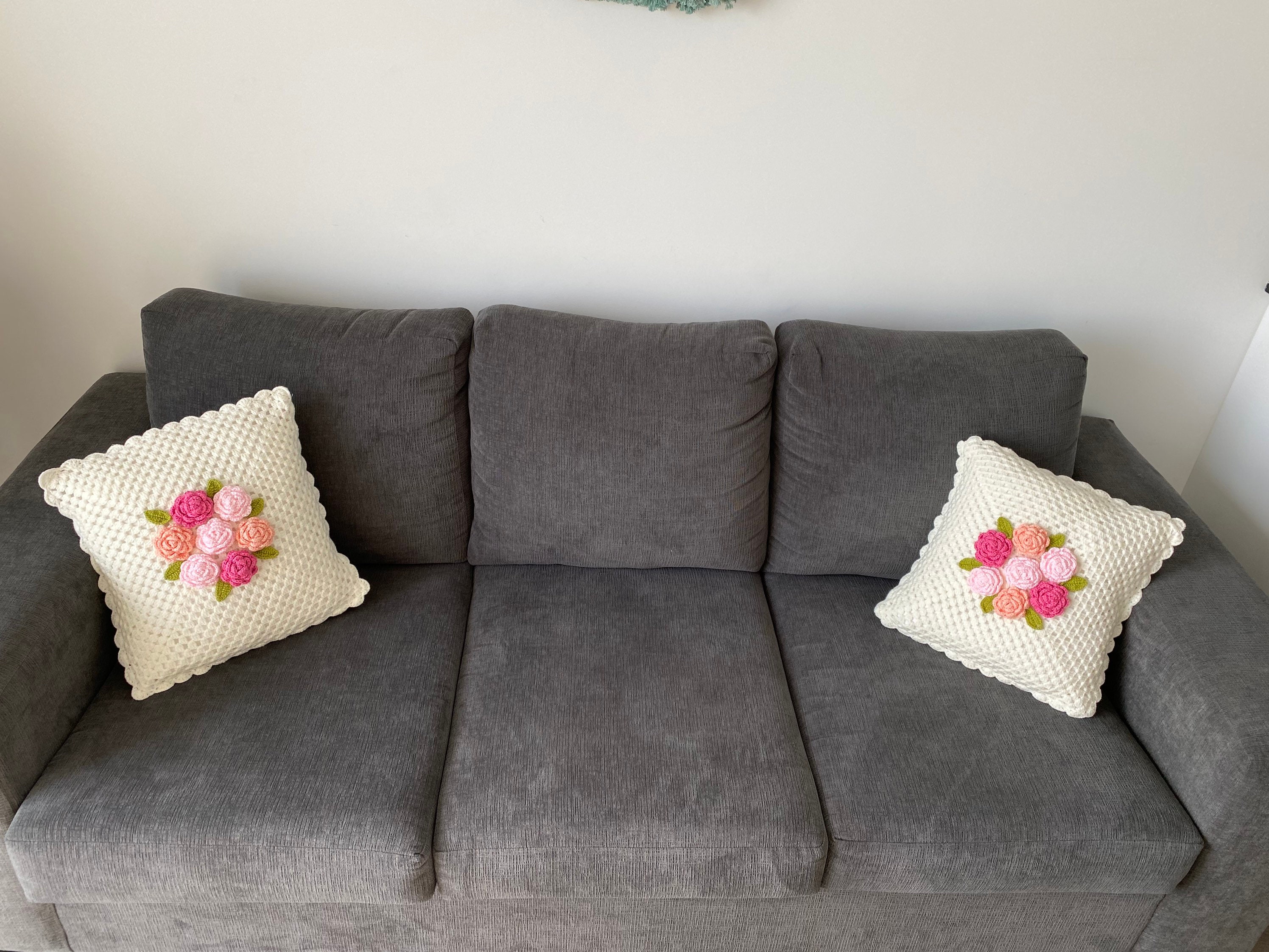 Pink Flowers Cushion - Etsy