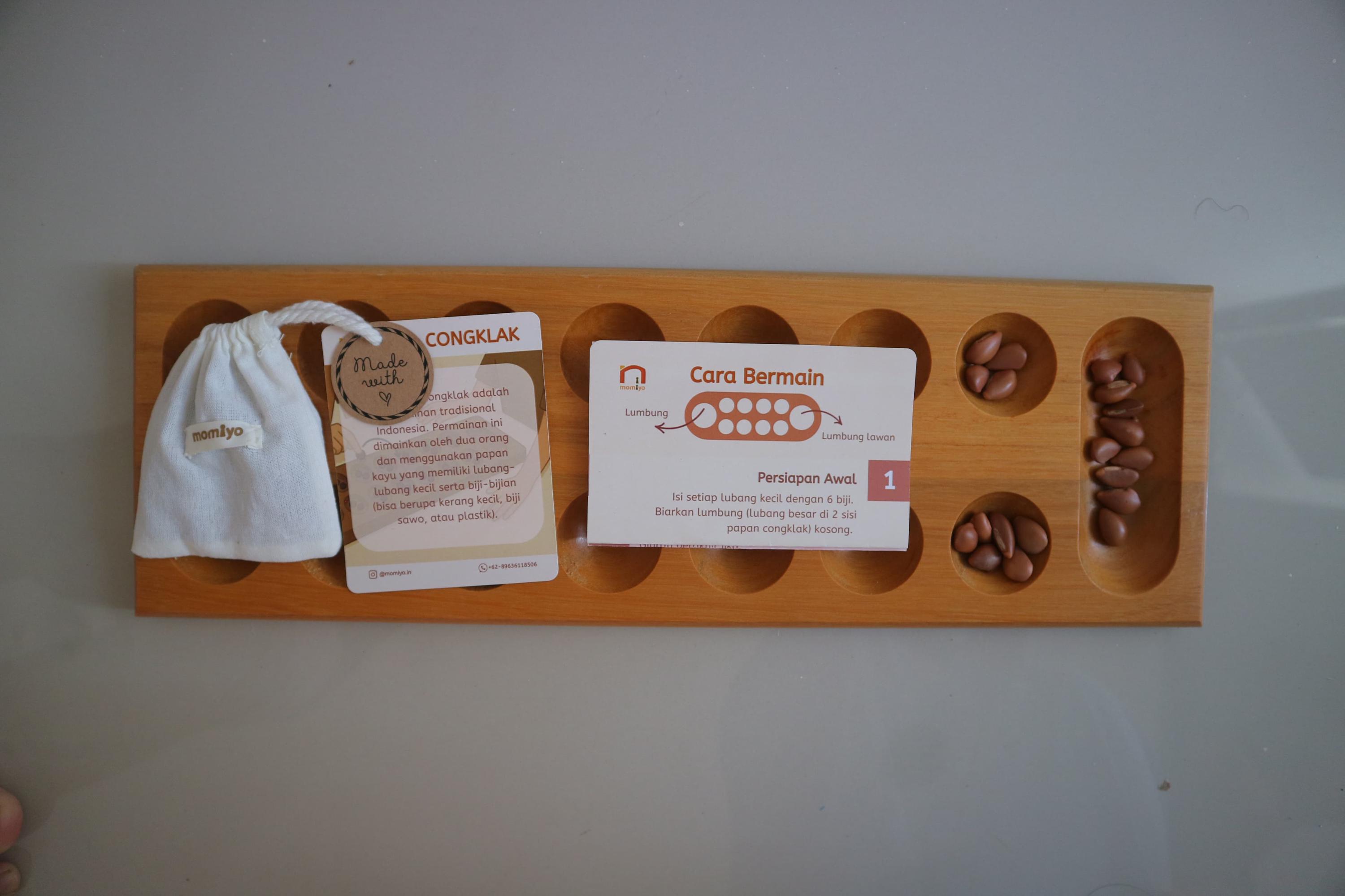 MOMIYO Wooden Congklak Mancala Game Set | Handmade Traditional Board ...