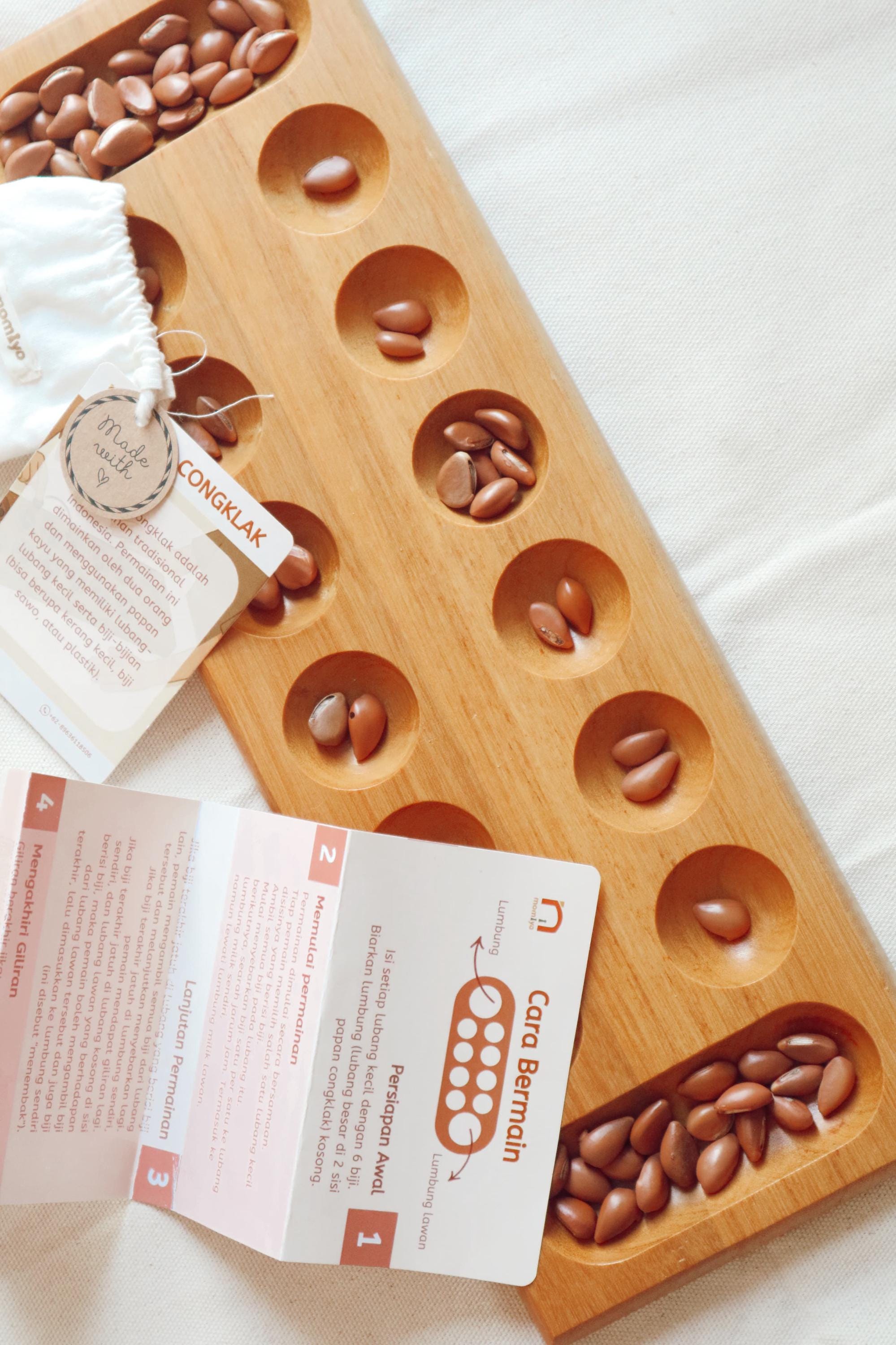 MOMIYO Wooden Congklak Mancala Game Set | Handmade Traditional Board ...