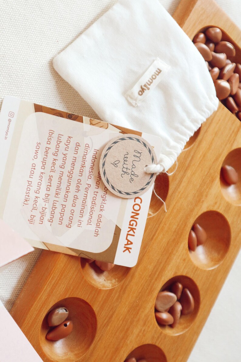 MOMIYO Wooden Congklak Mancala Game Set | Handmade Traditional Board ...