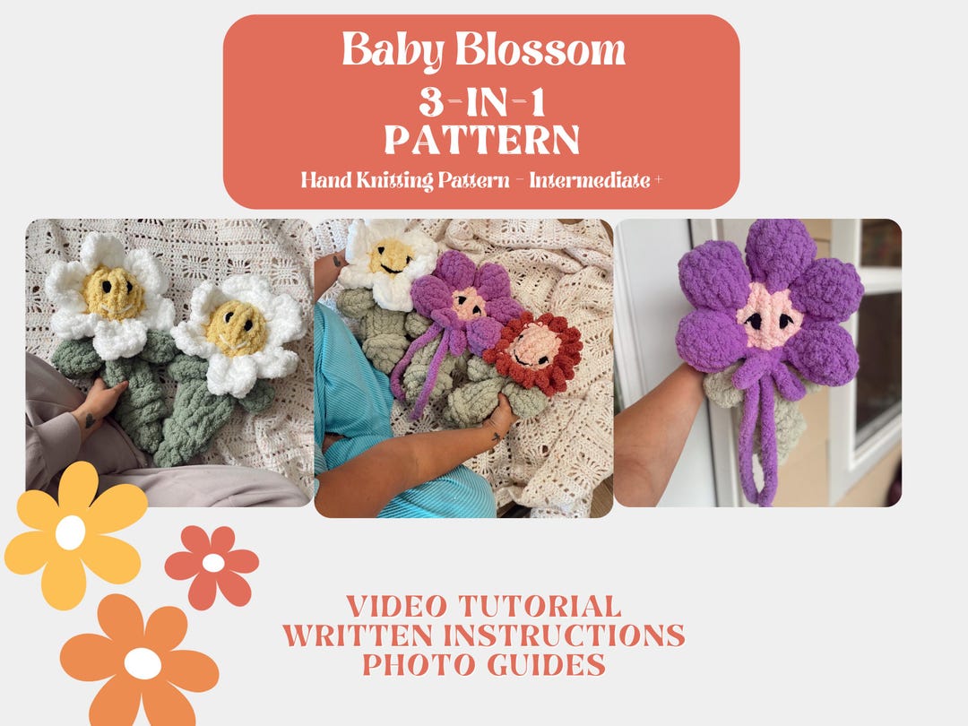 Finger Knit Flower Plushie: Baby Snuggler Pattern (video Tutorial) - Etsy
