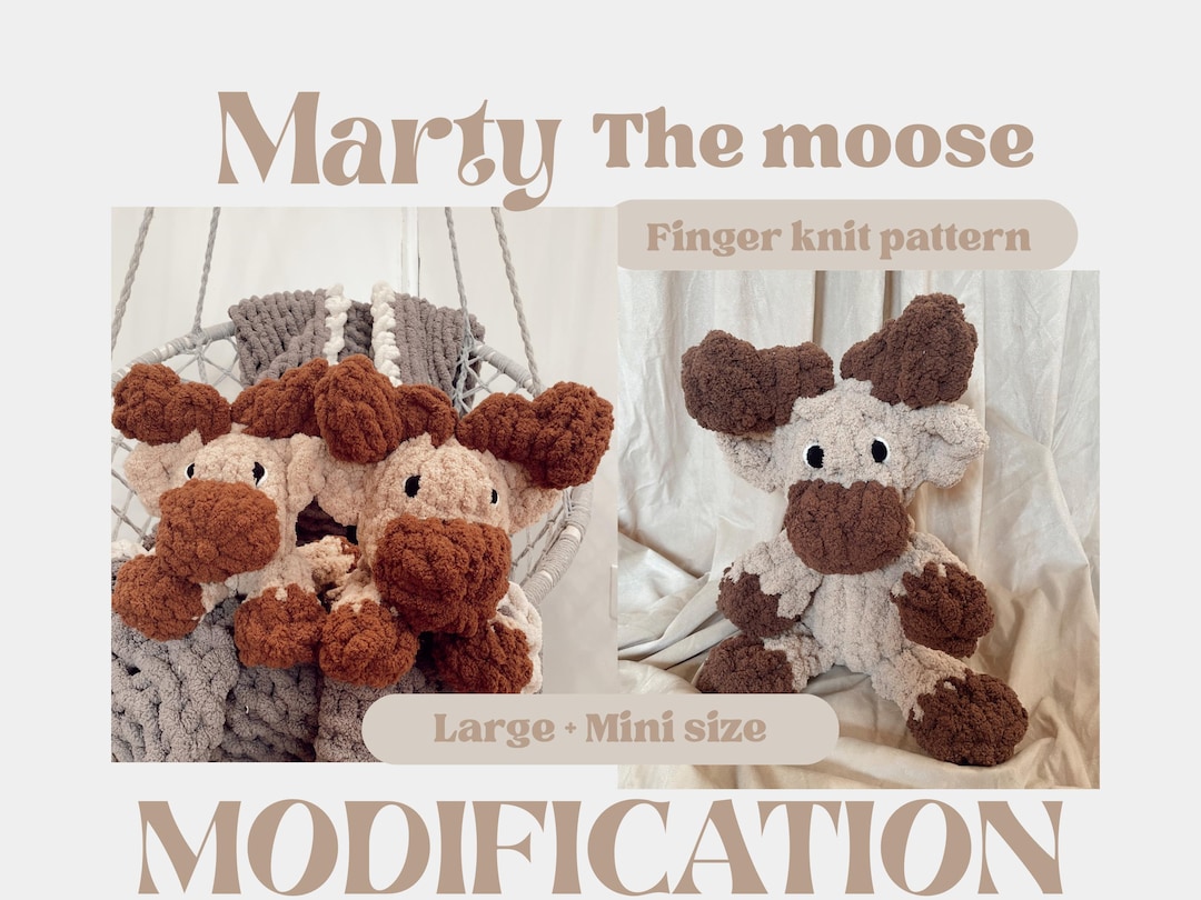 Finger Knit Moose Snuggler: Video Tutorial (PDF Pattern) - Etsy