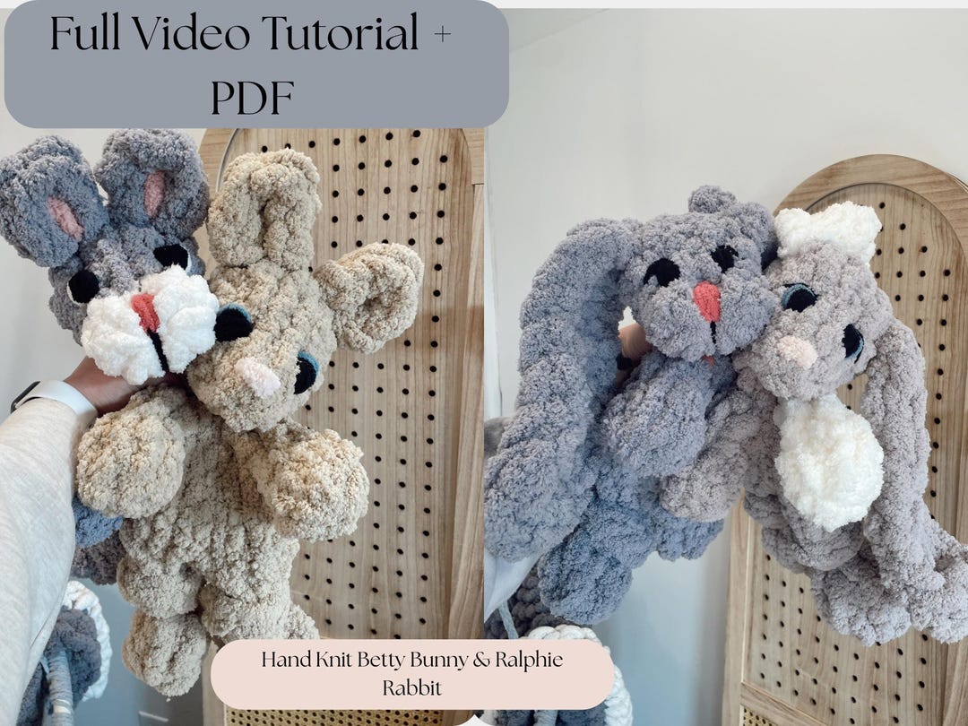 Finger Knit Betty Bunny & Ralphie Rabbit (full Video Tutorial) - Etsy