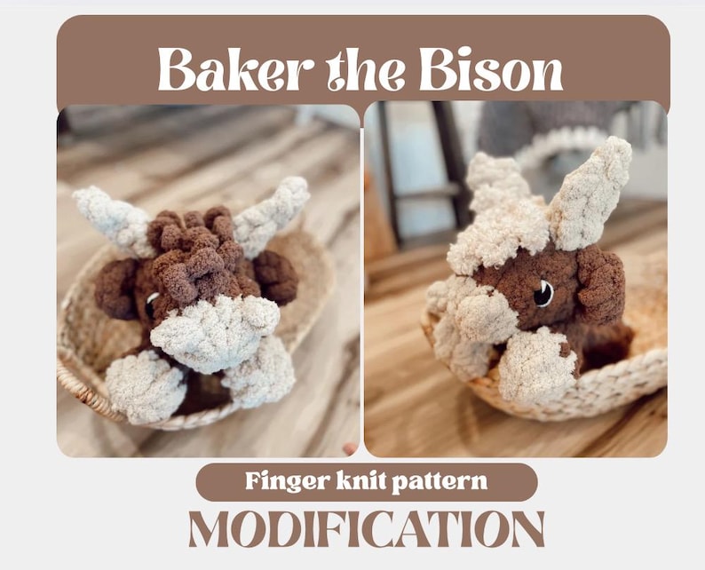 Baker the Bison: Finger Knit Modification Pattern (PDF) - Etsy
