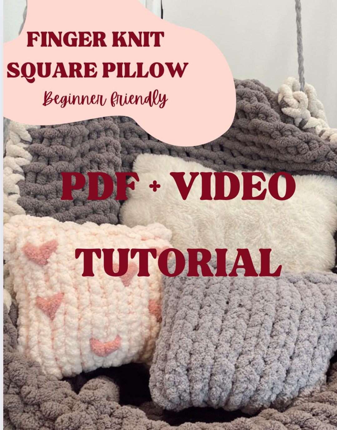 Finger Knit Square Pillow Pattern & Tutorial - Etsy