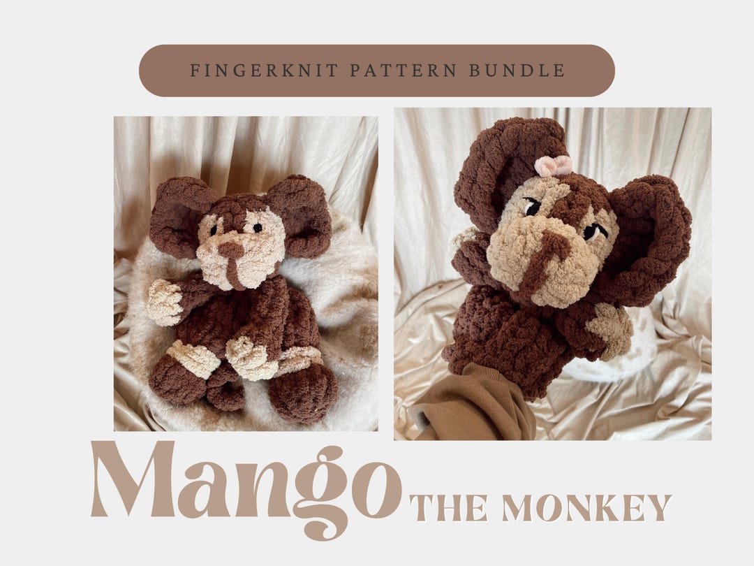 Mango the Monkey Bundle Pattern / Puppet and Snuggler Pattern / Hand ...