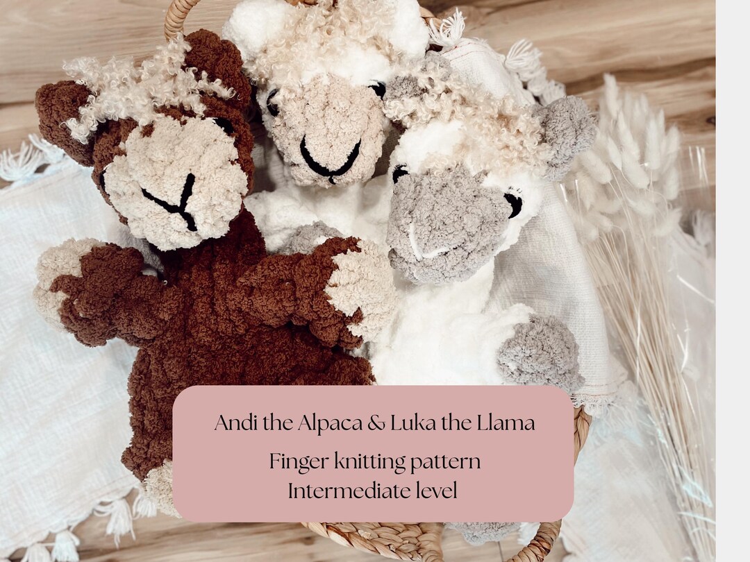 Andi the Alpaca and Luka the Llama 2-in-1 Finger Knitting Pattern - Etsy