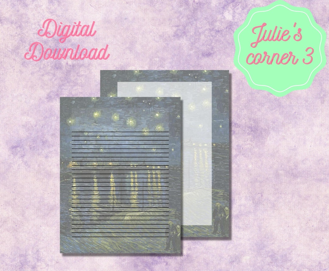 Printable Stationery Vincent Van Gogh - Starry Night US Letter ...
