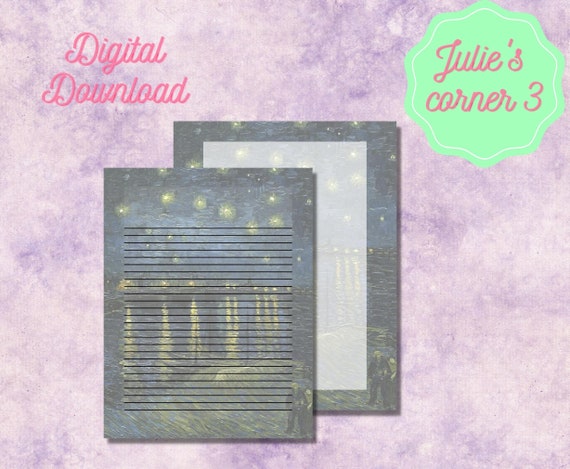 Printable Stationery Vincent Van Gogh Starry Night US - Etsy