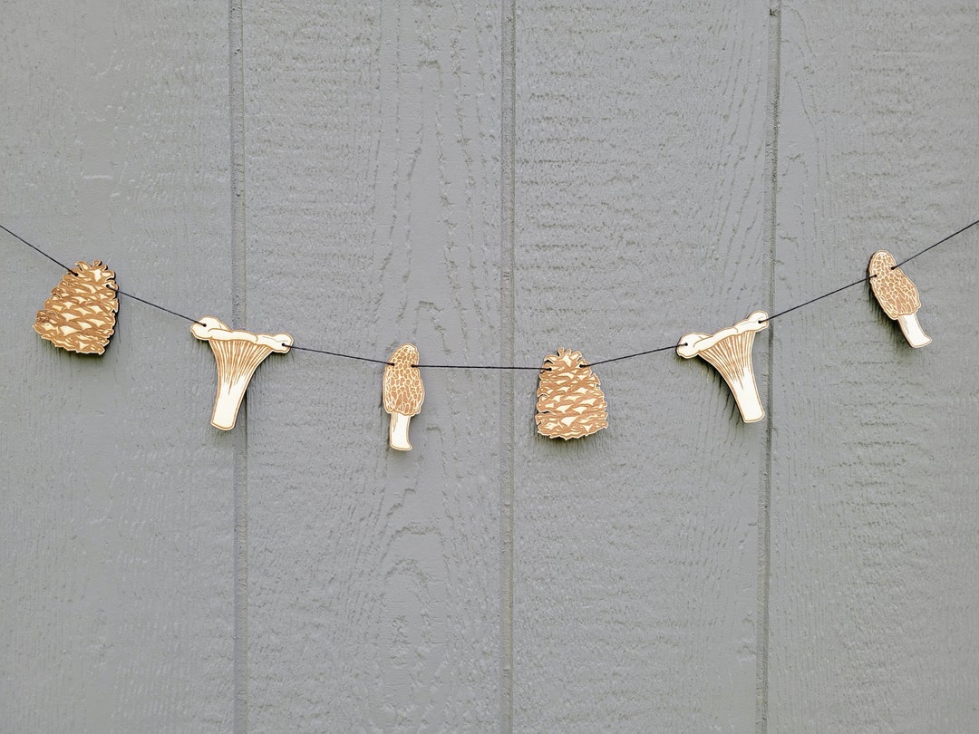 Forest Garland Home Accent - Wood and Hemp, Pinecone and Fungi - Etsy
