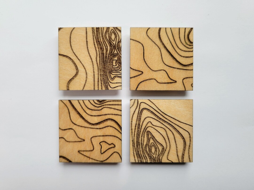 Topography Fridge Magnets - Wood, Set of Four - Etsy