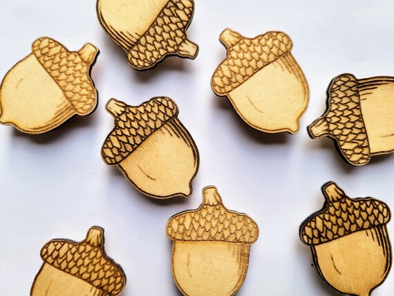 Mini Acorn Fridge Magnets Laser Engraved Wood Set of Four - Etsy