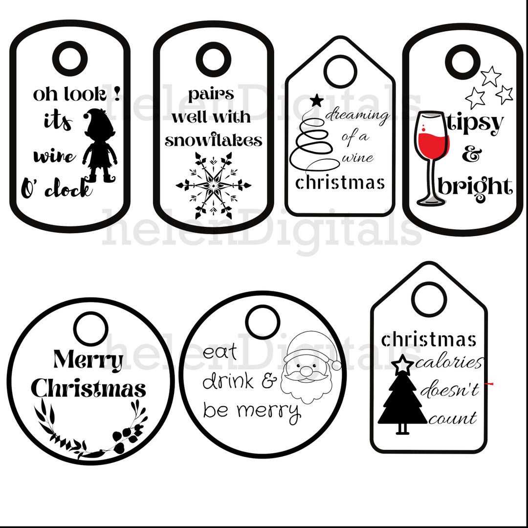 Christmas Wine Tags Svg Holiday Wine Tags Svg Wine Bottle Tags SVG ...