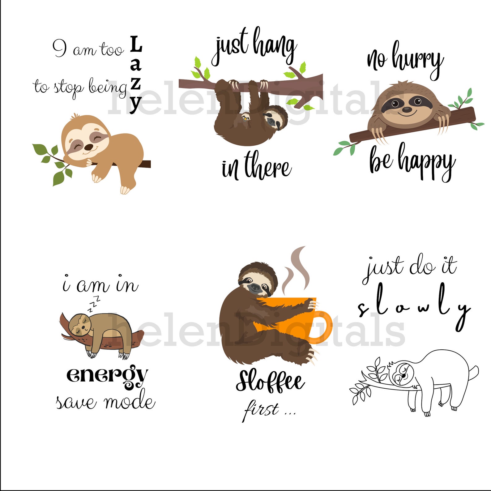 Sloth Moth Svg | Sloth Svg | Sloth Clip Art Bundle | Funny Sloth Svg ...