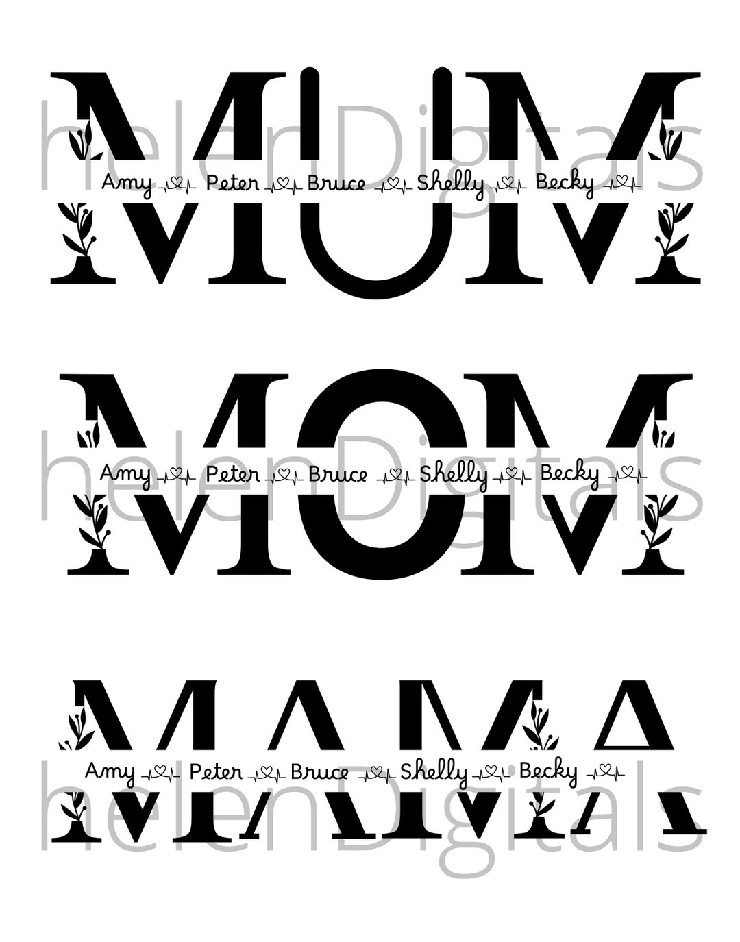 Mum SVG, Mother Svg, Mother's Day SVG, Mum Split Name Frame Svg, Mom ...