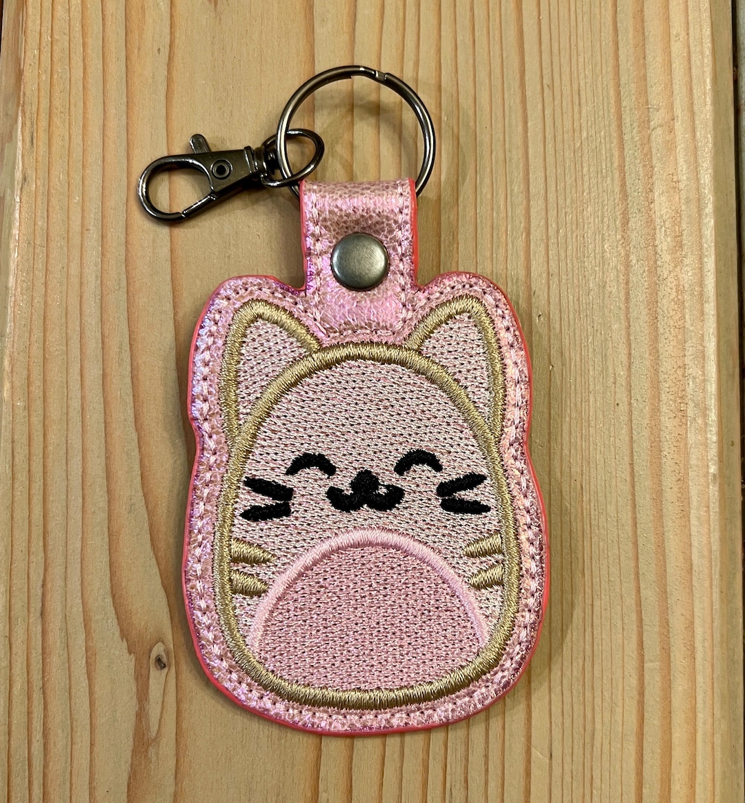 Embroidered Kitty Plushie Keychain: Vinyl Cat Zipper Pull - Etsy