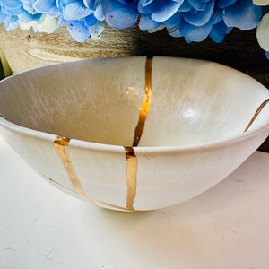 Kintsugi Bowl, Kintsugi White Shell Bowl, Kintsugi Pottery, Kintsugi ...
