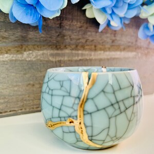 Kintsugi Bowl, Kintsugi Gold Stitch Bowl, Kintsugi Cup, Minimalist ...