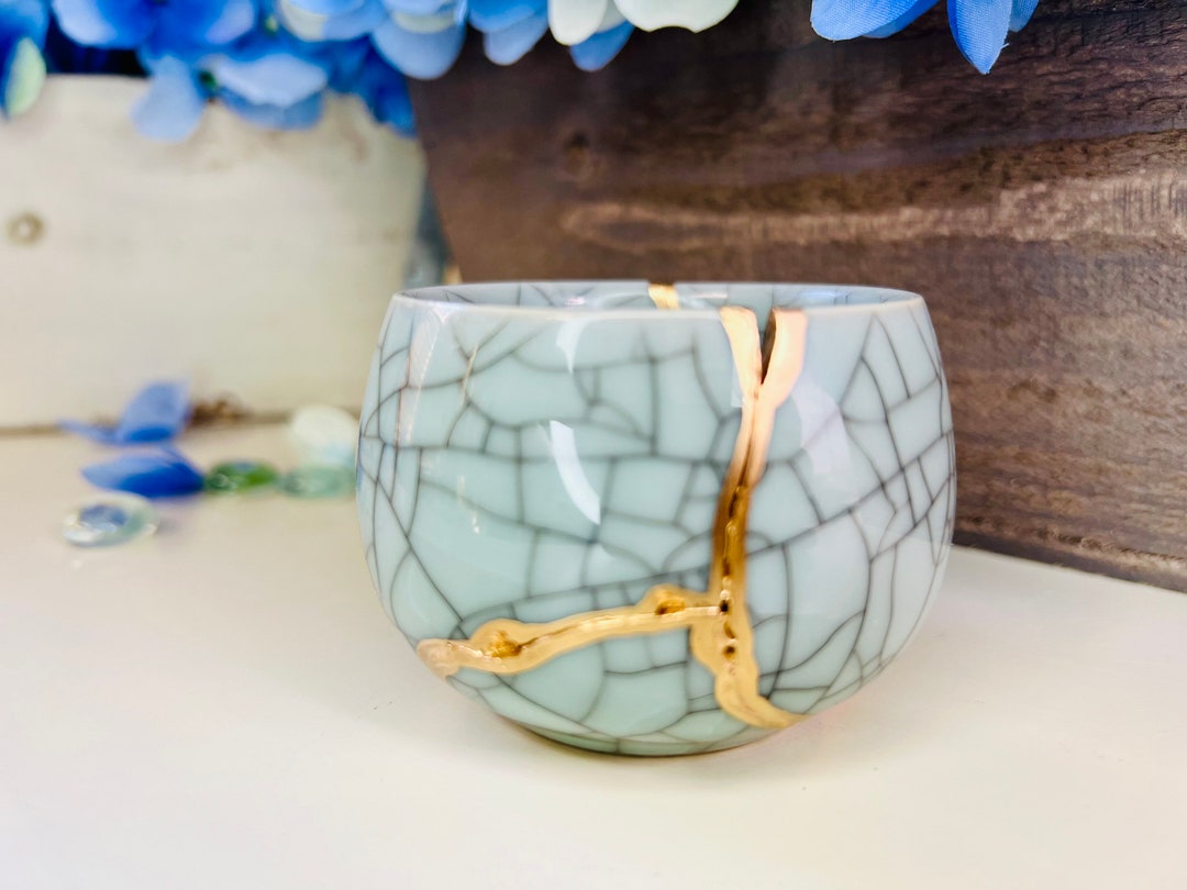 Kintsugi Bowl, Kintsugi Gold Stitch Bowl, Kintsugi Cup, Minimalist ...