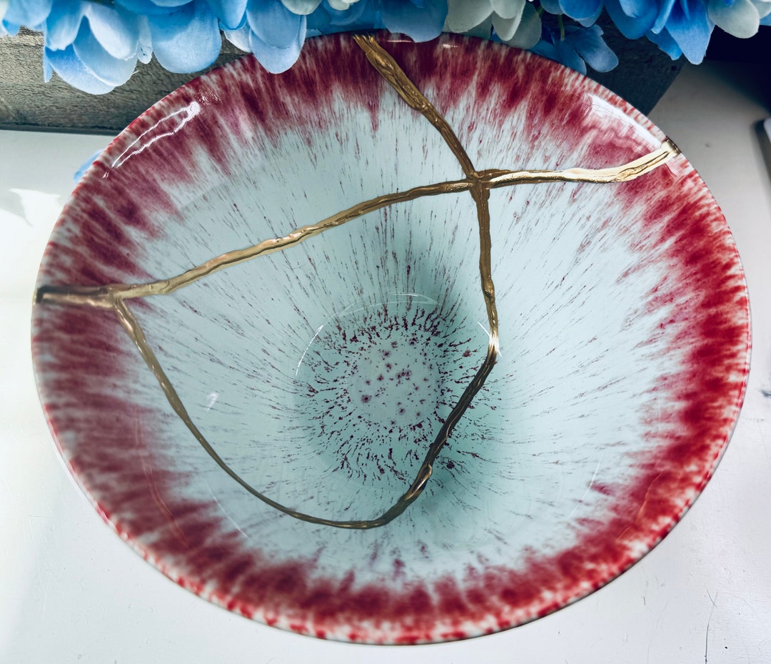Kintsugi, Kintsugi Bowl Red Starburst Bowl, Summer Decor, Gifts for Her ...