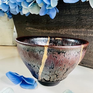 Kintsugi Bowl, Kintsugi Dragon Scale Teacup, Kintsugi Pottery, Bronze ...