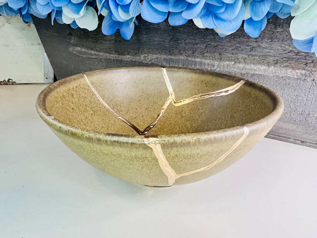 Kintsugi Natural Tan Bowl, Kintsugi Cardamom Brown Bowl, Gifts for Her ...