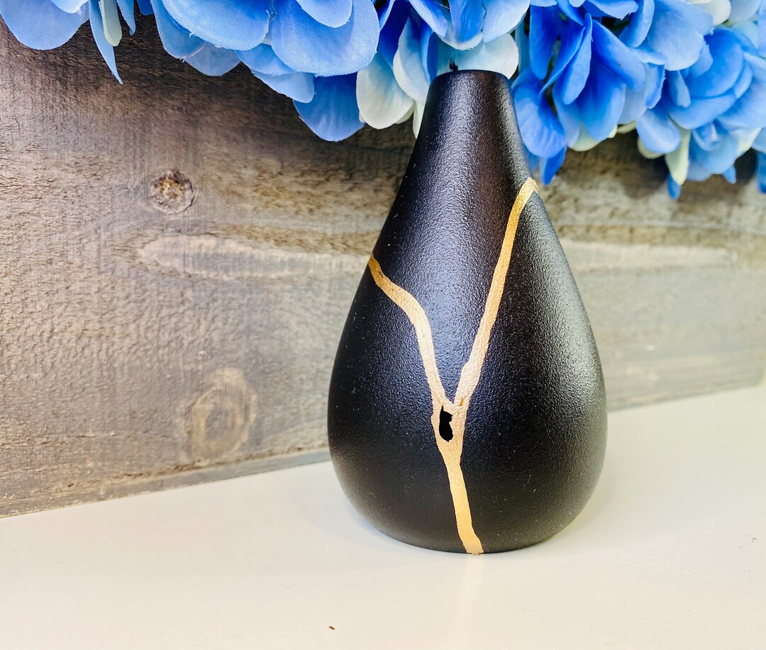 Kintsugi Vase, Kintsugi Black Bud Vase, Kintsugi Bowl, Kintsugi Art ...
