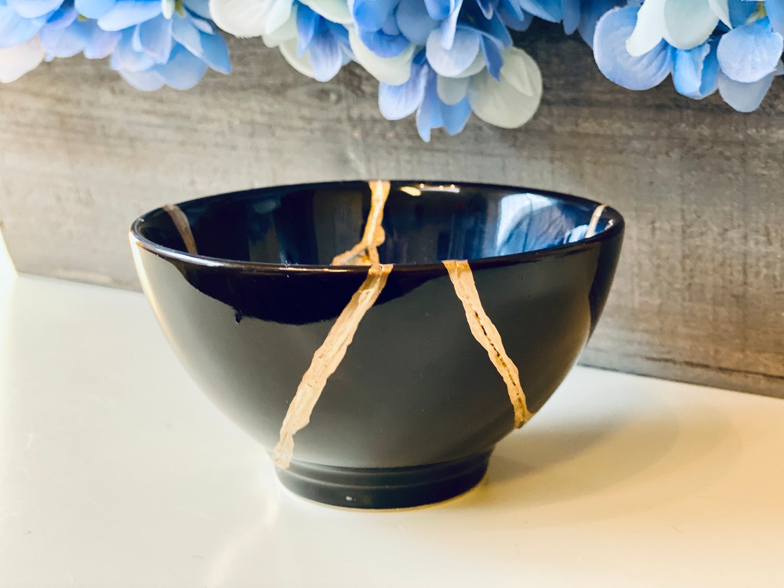 Kintsugi Bowl, Kintsugi Blue Bowl, Kintsugi Pottery, Minimalist, Home ...