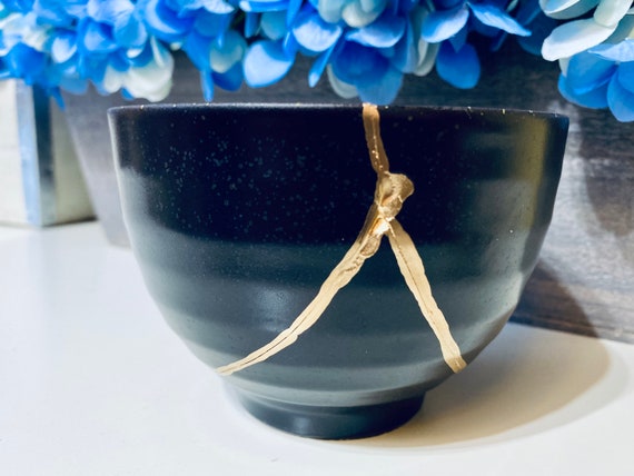 Kintsugi Bowl Kintsugi Black Stoneware Kintsugi Art Home - Etsy
