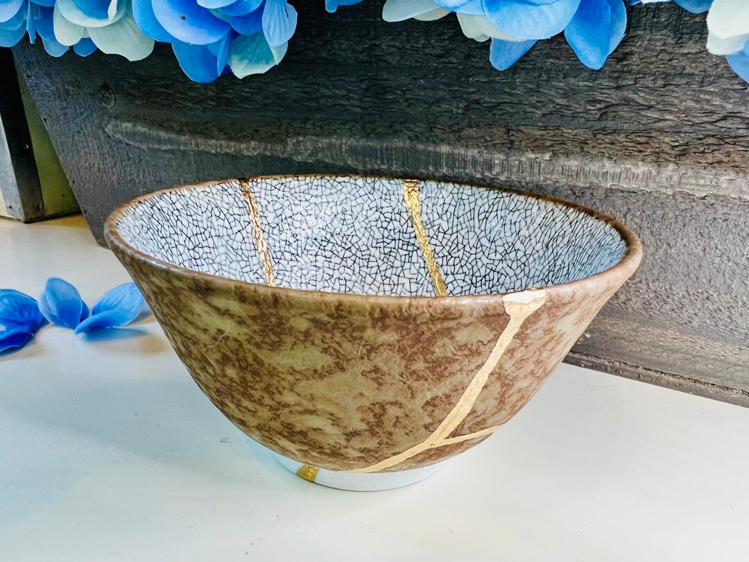 Kintsugi Brown Mosaic Kintsugi Piece, Kintsugi Bowl, Kintsugi Kit, Gift ...