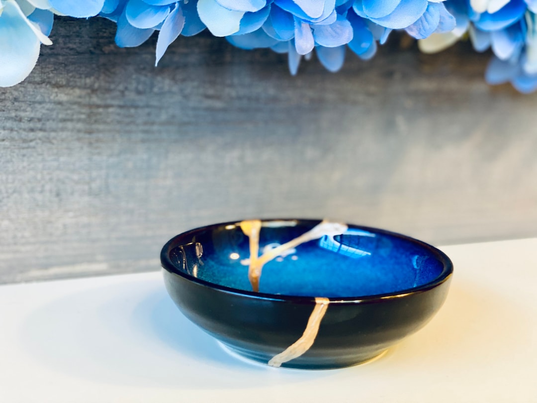 Kintsugi, Kintsugi Bowl in Cat Eye Blue - Anniversary Ceramic Gift ...