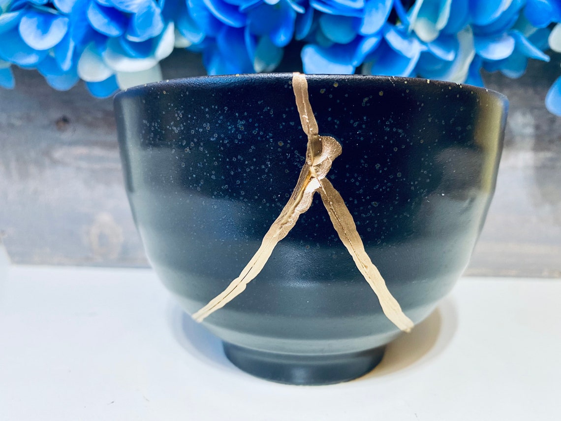 Kintsugi Bowl Kintsugi Black Stoneware Kintsugi Art Home - Etsy