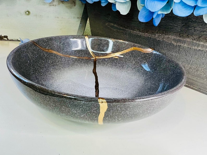 Kintsugi Bowl Kintsugi Moonlight Grey Bowl Gifts for Her - Etsy