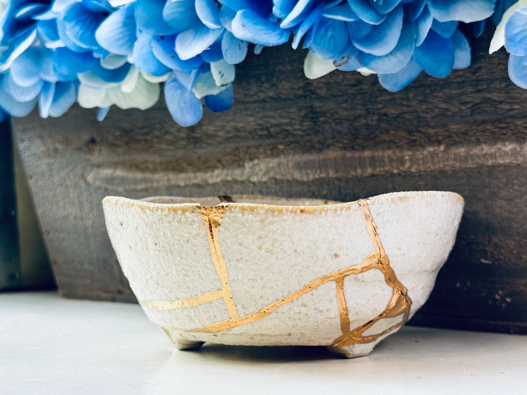 Kintsugi Bowl, Kintsugi White Stone Bowl, Handmade Gift, Gift for Her ...