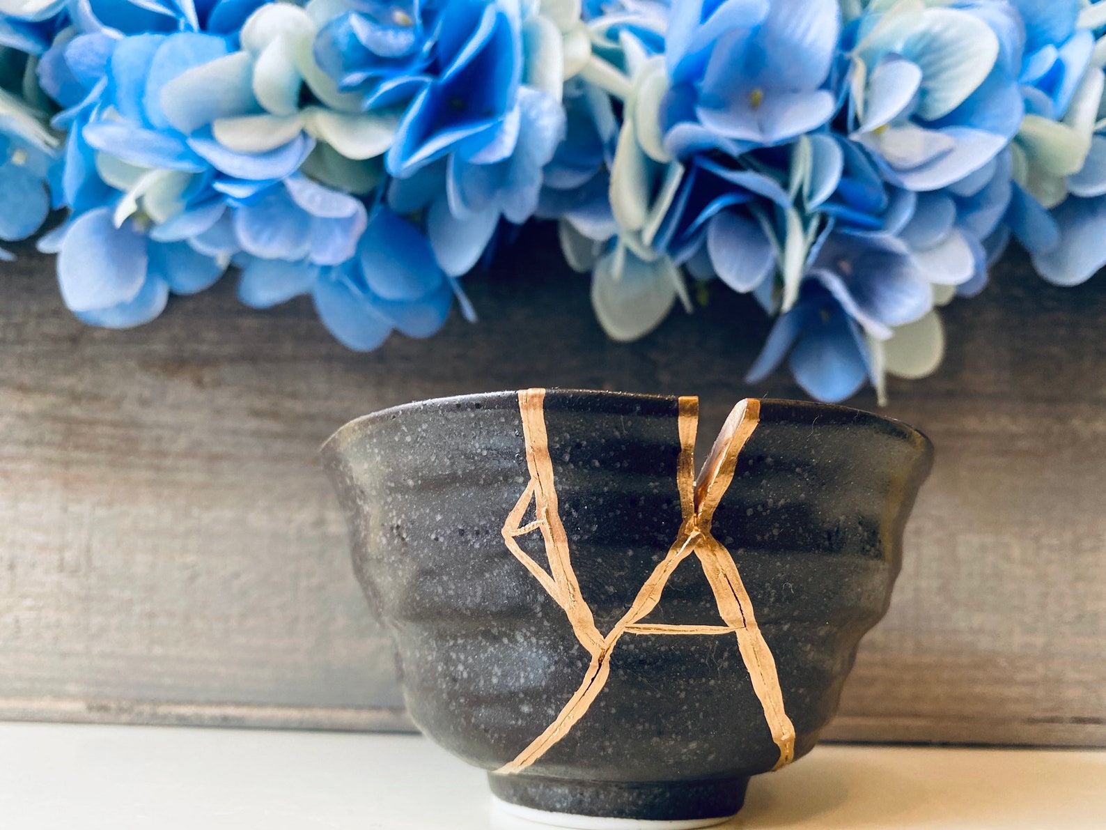 Kintsugi Bowl Set Black White Sake Bowl Real Kintsugi - Etsy