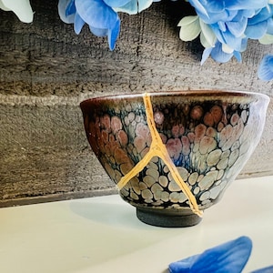 Kintsugi Bowl, Kintsugi Dragon Scale Teacup, Kintsugi Pottery, Bronze ...