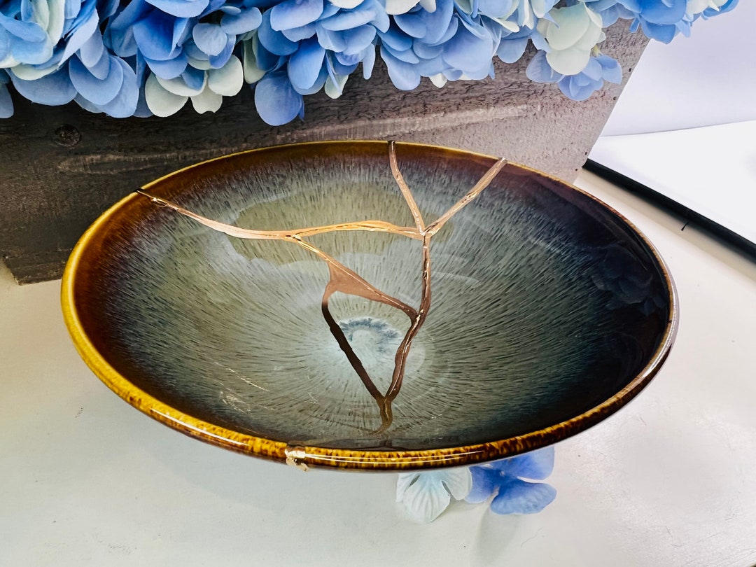 Kintsugi Repaired, Kintsugi Bowl, Large Desert Tan Bowl, Kintsugi ...