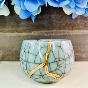 Kintsugi Bowl, Kintsugi Gold Stitch Bowl, Kintsugi Cup, Minimalist ...