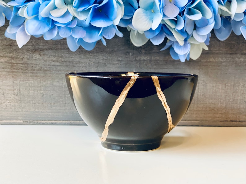 Kintsugi Bowl Kintsugi Blue Bowl Kintsugi Pottery - Etsy