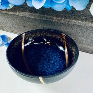 Kintsugi Bowl, Kintsugi Gem Blue Bowl, Kintsugi Blue Bowl, Kintsugi Art ...