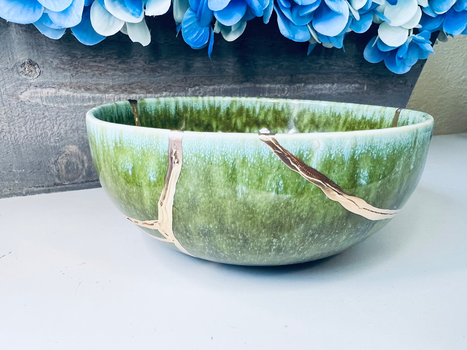 Kintsugi Bowl Kintsugi Cyprus Green Bowl Gift for Her Home - Etsy